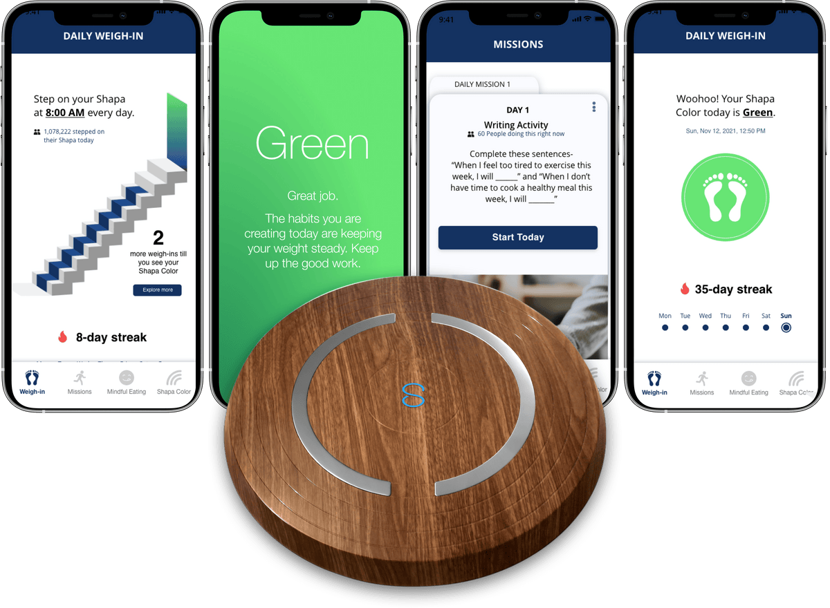 12-month Weight Management Program Subscription with Shapa Scale (Oak ...